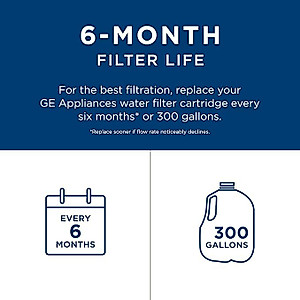 GE MWF Refrigerator Water Filter | Certified to Reduce Lead, Sulfur, and 50+ Other Impurities | Replace Every 6 Months for Best Results | Pack of 1