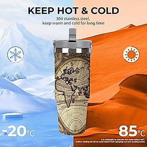 SYJTGDE Large Capacity Car Cup Ancient Map World Globe Fashionable Upgrade Car Cup Advanced And Beautiful Travel Cup