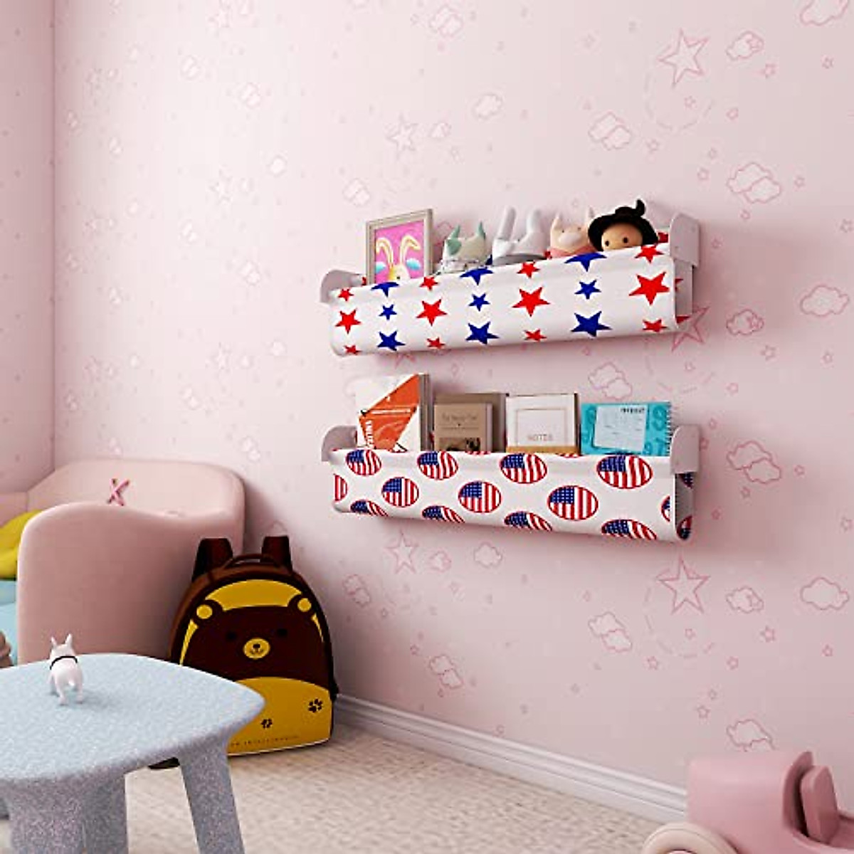 Mefirt Floating Shelves, Wall Mounted Storage Shelves, Set of 2 28.6 inch Wall Floating Shelf Organizer for Bedroom, LivingRoom, Office, Entryway, Toilet, Laundry Room Storage & Decoration