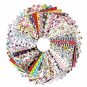 100 PCS Pre-Cut Quilt Squares,Cotton Craft Fabric Bundle Squares Patchwork Lint Different Designs 4 x 4 inches for DIY Sewing Quilting Scrapbooking