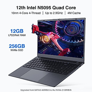 BiTECOOL 15.6-inch Windows 11 Laptop, 12GB RAM, 256GB NVMe SSD, up to 2100MB/S, FHD IPS Display ...