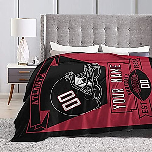 SEAGGS Custom Football Blanket for Men Personalized Fans Gifts Add Name and Number, 40" x 50", 50" x 60", 80" x 60"