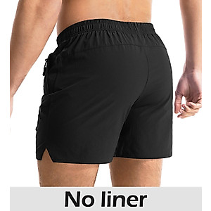 Aolesy Men's Gym Shorts 5 Inch Quick Dry Workout Running Shorts with Zipper Pockets Lightweight Sports Athletic Shorts for Men Black