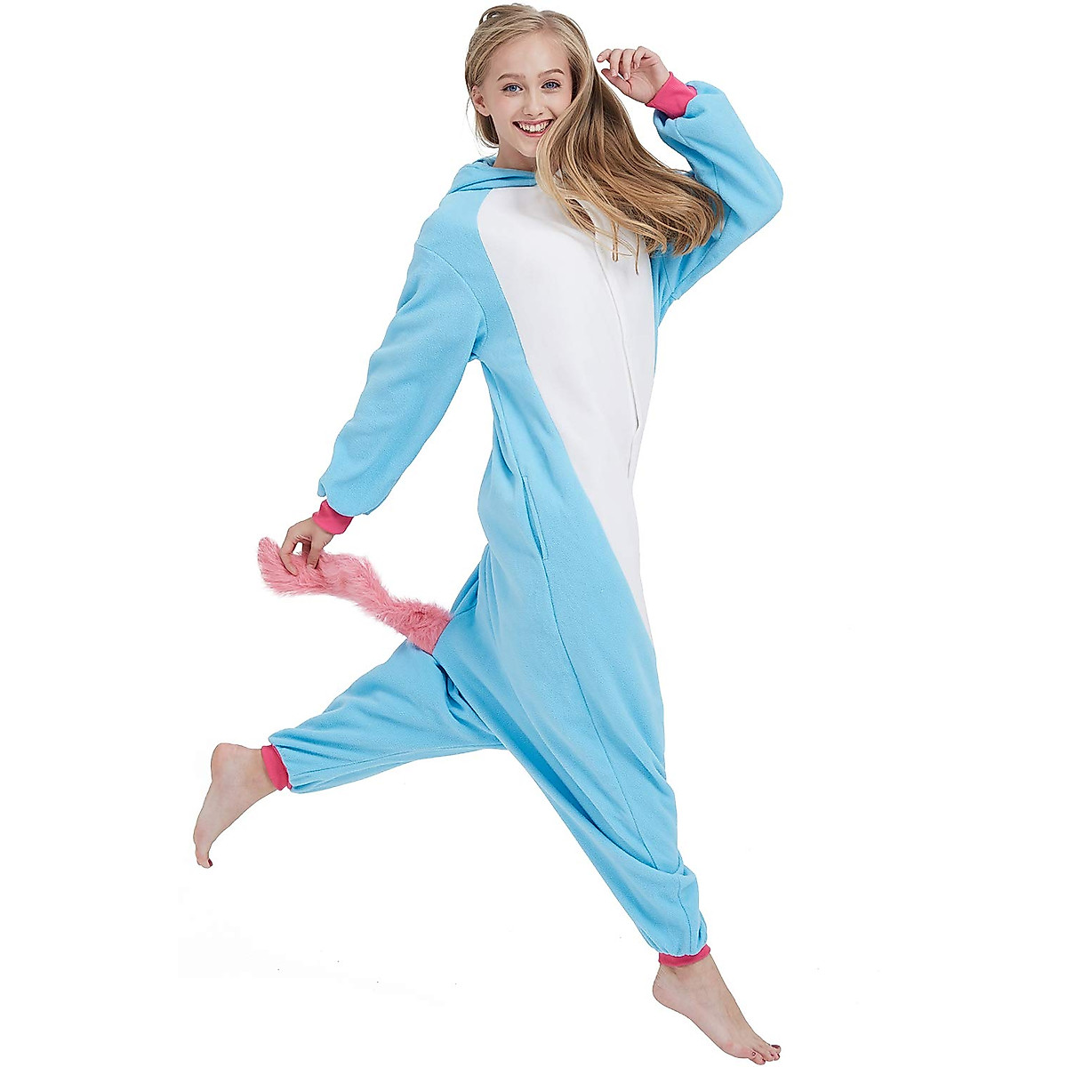 DarkCom Polar Fleece Unicorn Onesie Christmas Pajamas Unisex Adult Cosplay Halloween Costume (Blue) Small