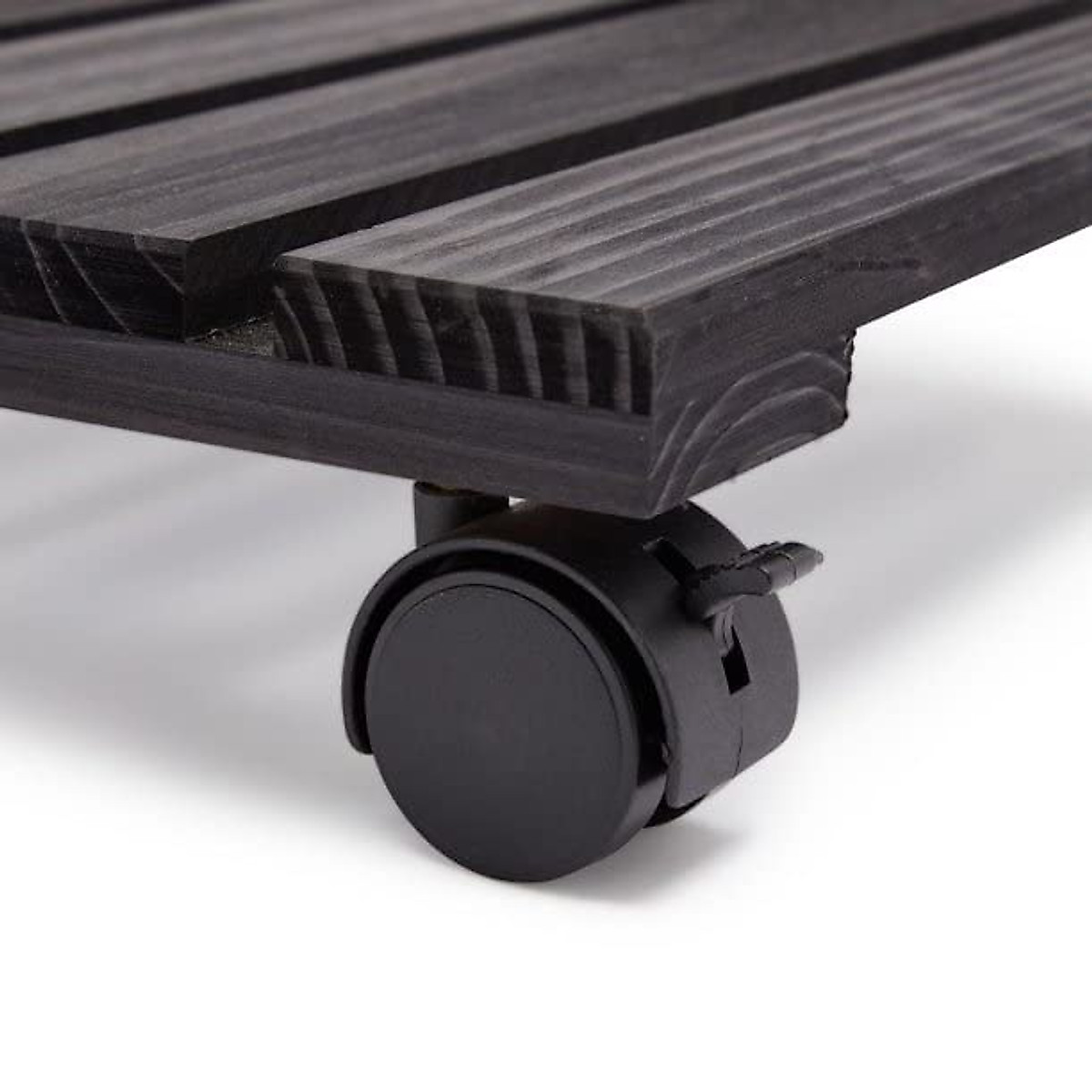 HOUSEBOOK - 2 Packs Premium Wooden Plant Stand Caddy 30cm Square Garden Plant Pot Trolley 360 Deg Movable, Waterproof Planter Caddy, 12", Wholesale Available, 30cm, Holds Up 240 Lbs, Black