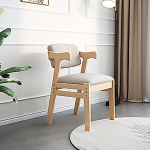 BALANBO Kids Study Chair Rubber Wood Height Adjustable Dining Chair/Office Chair/Leisure Chair（Nature）