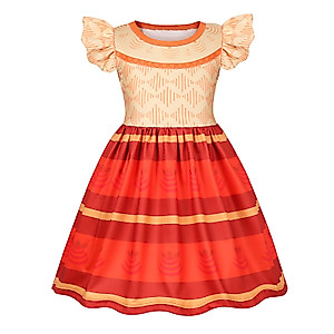 COTRIO Magic Family Dolores Costume Dress up for Girls Birthday Party Fancy Dress Toddler Kids Halloween Cosplay Outfits Role Play Clothes Pretend Play Dresses Size 5T (4-5 Years, Orange, 120)