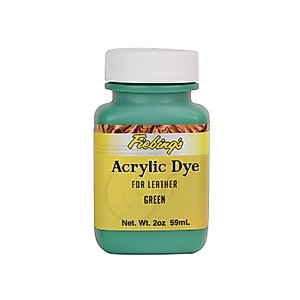 Fiebing's Acrylic Dye - Green - 2oz - for Painting Leather Shoes, Bags, Designs, Scratches, Upholstery, etc