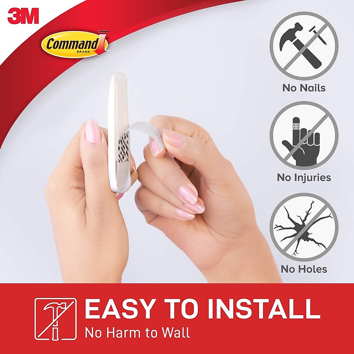 Command Medium Utility Hooks, Damage Free Hanging Wall Hooks with Adhesive Strips, No Tools Wall Hooks for Hanging Christmas Organizers, 2 White Hooks and 4 Command Strips