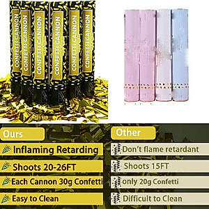 Confetti Cannon Gold Party Poppers - 6 Pack 12 Inch Confetti Poppers for Wedding Celebration Birthday Party Celebration Baby Shower Decorations Christmas New Year Graduation
