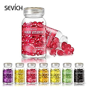 SEVICH Red Intensive Repair Capsules - Moroccan Oil & Jojoba Duo | Color-Lock Technology for Dyed Hair | Anti-Frizz Hair Serum Capsules (30 Count)