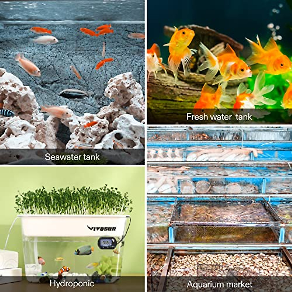 VIVOSUN Submersible Aquarium Heater with Thermometer Combination, 300W Titanium Fish Tank Heaters with Intelligent LED Temperature Display and External Temperature Controller