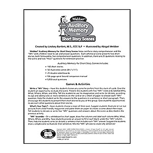 Super Duper Publications | Webber® Auditory Memory for Short Story Scenes | Target Story Comprehension and Answer Questions | Educational Learning Resource for Children