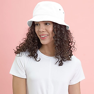 The Hat Depot 300N Unisex 100% Cotton Packable Summer Travel Bucket Hat (L/XL, White)