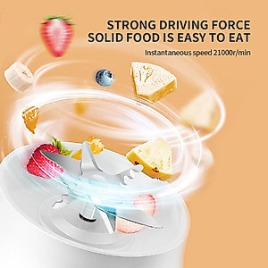 Personal Size Blender for Milkshakes and Smoothies, 15.6 oz Portable Blender, 10 Steel Blades, Cordless Blender, 21000r/min, Multi-Function Blender with 2 Cups, Travel-Friendly - White