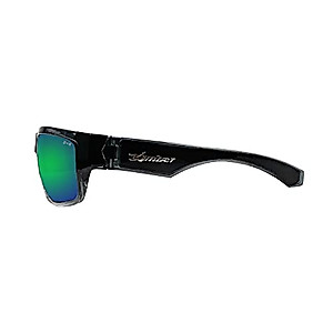 BOMBER Mens Safety Sunglasses, 2 Tone Crystal Frame with Green Mirrored Lens, z87 Compliant, UV Protection, Oversize Lens with Non Slip Foam Lining TR104GM