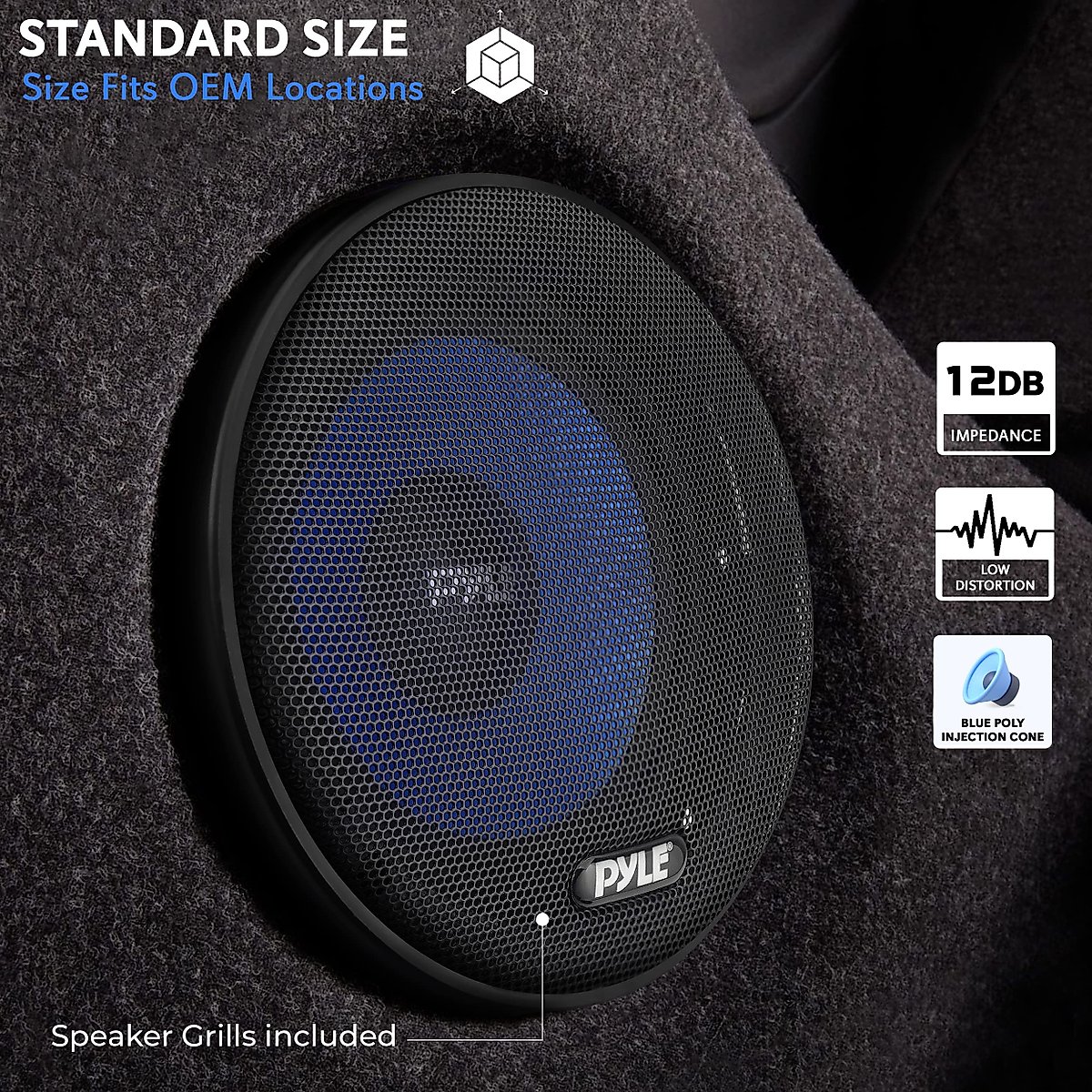 Pyle Two-Way Component Speaker System - One Pair 6.5" Two-Way Component Kit, Non-Fatiguing Butyl Rubber Surround, 360 Watts w/ 4 Ohm Impedance and 1" High-Temperature ASV Voice Coil - PL650CBL