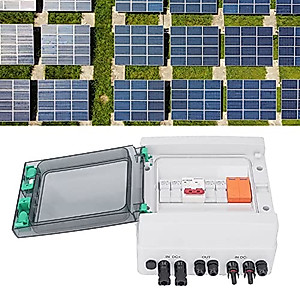 EBTOOLS PV Combiner Box 2 String Waterproof Solar Combiner Box with 15A to Protect PV Solar Panels and Inverters