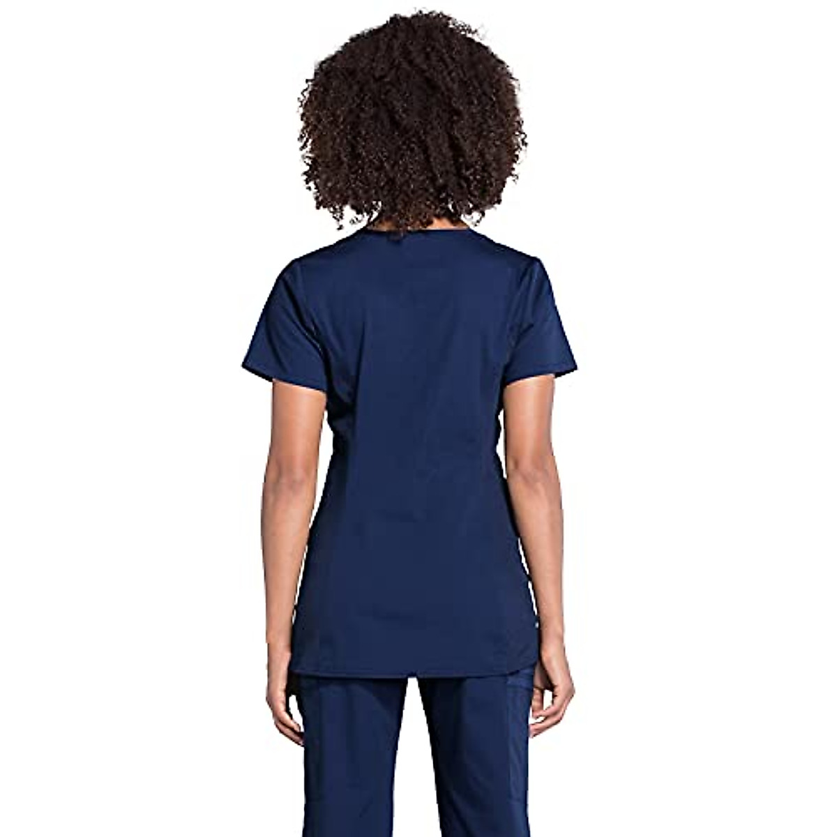 Cherokee Women's Maternity Scrub Top with 3 Pockets Mock Wrap WW685, M, Navy
