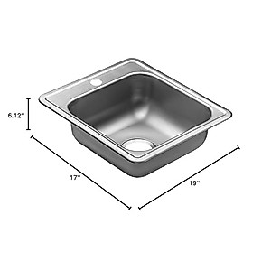 PROFLO PFSR171961 PROFLO PFSR171961 Bealeton 17" Rectangular Stainless Steel Drop In Bar Sink with Single Hole Faucet at 0" Centers