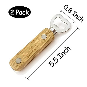 2 Pack Magnetic Beer Bottle Opener for Fridge with Solid Wood Handle, Easily Stay on the Fridge and RV for Convenient Storage - Cool Kitchen Gadget, Gift for Fathers Husbands Bartender
