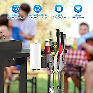 AUXCO Griddle Caddy for Blackstone Griddle，Griddle Accessories Space Saving for 28"/36"Blackstone,BBQ Accessories Storage Box with Magnetic Tool Holder ,Paper Towel Holder, knife Holder ,6 Hooks