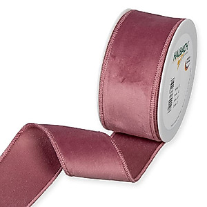FloristryWarehouse Dusky Pink Christmas Velvet Fabric Ribbon 2 inches Wide on 9 Yards roll. Wired Edge