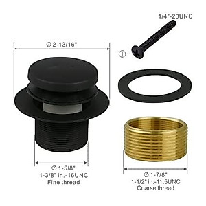 Black Bathtub Drain Tip-Toe Single Hole,Welsan Tub Drain Trim Set Conversion Kit Assembly, Coarse Thread Replacement Trim Kit with 1-Hole Overflow Faceplate Includes an Adapter, Matte Black