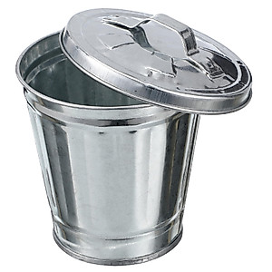 HOLIDYOYO Galvanized Trash Can Bucket Garbage Container Bins Waste Basket Vintage Farmhouse Flower Pot Planter Bucket Pencil Holder Piggy Bank with Lid for Home Office Garden