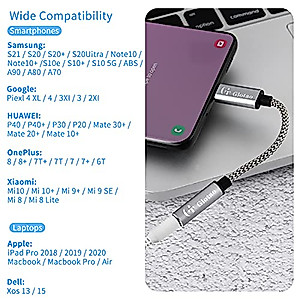 Glotao USB C to 3.5mm Adapter for Samsung S21 Ultra, Galaxy S20 Headphone Adapter USB C to Aux Audio Dongle Cable Cord for Galaxy S20 Note 20 Ultra S20+ Note 10+, Google Pixel 5 4 3 XL