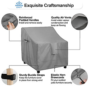 OutdoorLines Outdoor Waterproof Furniture Chair Cover - UV-Resistant Patio Lawn Chair Covers for Outdoor Furniture Windproof Heavy Duty Chair Covering, 2 Packs, 33.5Wx31.5Dx36H Inches, Grey