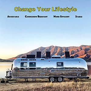 JJN Solar Panel Kit 200w Bifacial Solar Panel with 20A Solar Charge Controller+41" Adjustable Solar Panel Brackets for Homes RV Marine Camping Boat Off Grid System