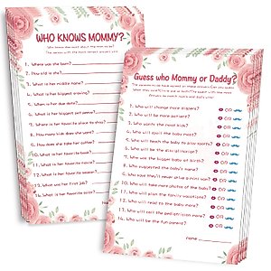 OLOUTAB Baby Shower Games for Girl-2 Games(50 of Each),Who Knows Mommy Best&Guess Who Mommy or Daddy,Double-Sided,Fun,Hilarious and Easy to Play