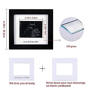 RUIAN Baby Sonogram Photo Frame, The First Ultrasound Picture Frame Love at First Sight Sonogram Frame, An Idea Gift for Expecting Parents in Baby Shower Gender Reveal Party Baby Nursery Decor (Black)