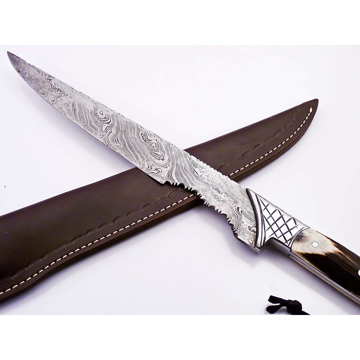Custom Damascus Knife Hunting Knife Outdoor Knife With Stag Antler Handle