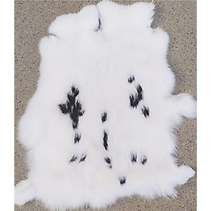 Natural Spotted Color Rabbit Fur Pelt Hide(10" by 12" with Sewing Quality Leather) - Soft Professionally Tanned 1PCS