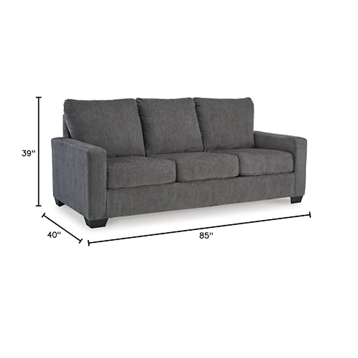 Signature Design by Ashley Rannis Casual 2-in-1 Sofa Sleeper with Folding Gel Memory Foam Mattress, Queen, Gray