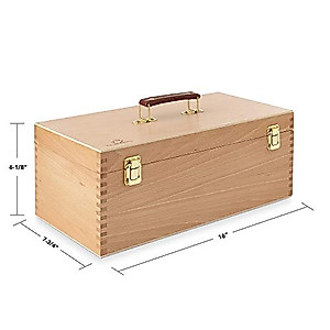 7 Elements Wooden Art Supply Storage Organizer - Large Beechwood Artist Tool Box with Drawer