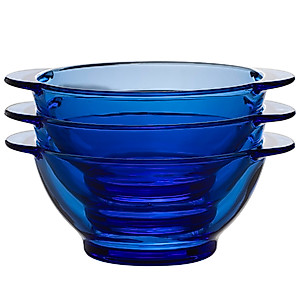 STP GOODS Glass Dinner Plates - Set of 4, Blue Cobalt Transparent Glass Eating Plates, Circular Glass Dinnerware for Salad, Bread, Dinner (15 Oz Glass Dessert Cup Set, Set of 4)