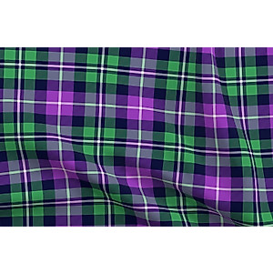 Spoonflower Fabric - Tartan Green Purple Plaid Scottish Block Colour Vibrant Printed on Petal Signature Cotton Fabric by The Yard - Sewing Quilting Apparel Crafts Decor