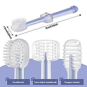 FOVRLZSE Pet Toothbrush Kit,360 Silicone Dog/Cat Toothbrush with Tongue Scrape（3pcs，Purple）