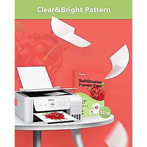Sublimation Paper Heat Transfer Paper 8.5x11 inch A4 130 Sheets for Any Epson HP Canon Sawgrass Inkjet Printer with Sublimation Ink for Mug, T-Shirt,Light Fabric DIY 125gsm