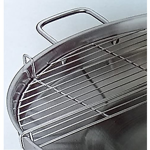 Aramco 22 in Large Mexican Style Wok Concave Comal Griddle Outdoor Cooking Disc Wok Stainless Steel 5pc Set High Pressure Propane Fire Burner Stand,Silver Black Stand