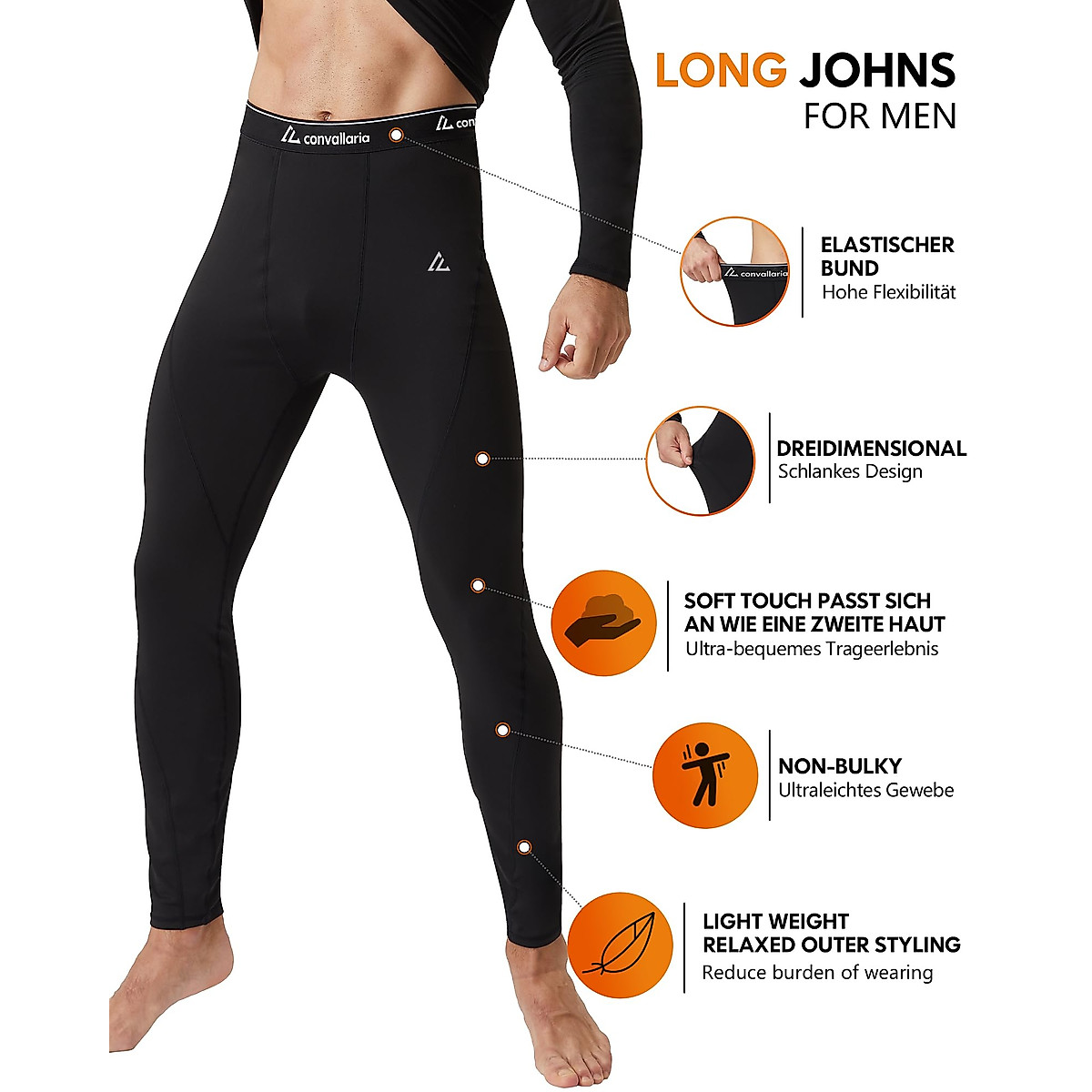 CL convallaria Long Underwear Mens Thermal Underwear Set Winter Hunting Gear Sport Long Johns for Men Base Layer Top and Bottom Midweight Black X-Large