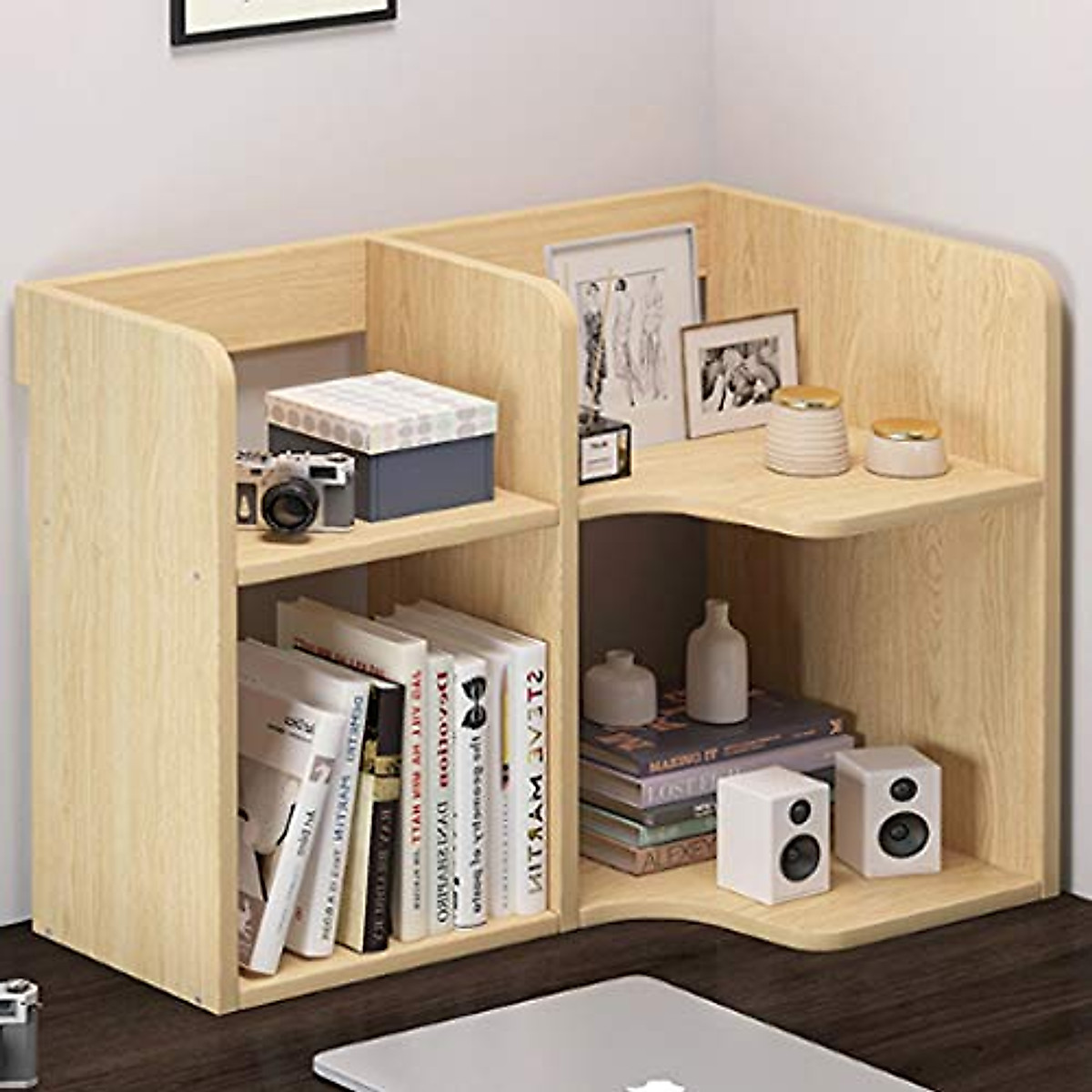 FHDGH Wooden Bookshelf Simple Bookcase Table Shelf Student Creative Cabinet Desktop Bookshelf