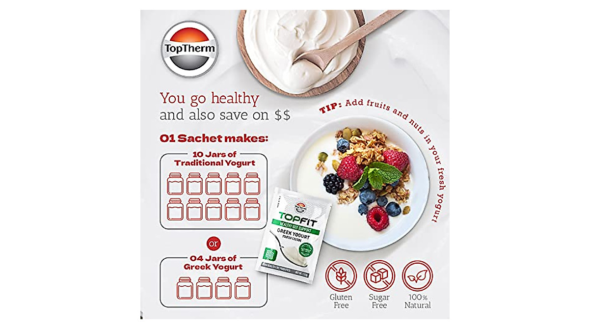 TopTherm Yogurt Maker - Homemade Probiotic & Greek Yogurt Kit