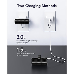 VRURC Mini Portable Charger Fast Charging, Built-in USB C in & Out Connector Power Bank 5000mAh,20W Battery Pack with Foldable Stand for iPhone 15,Samsung, Android Series-Black