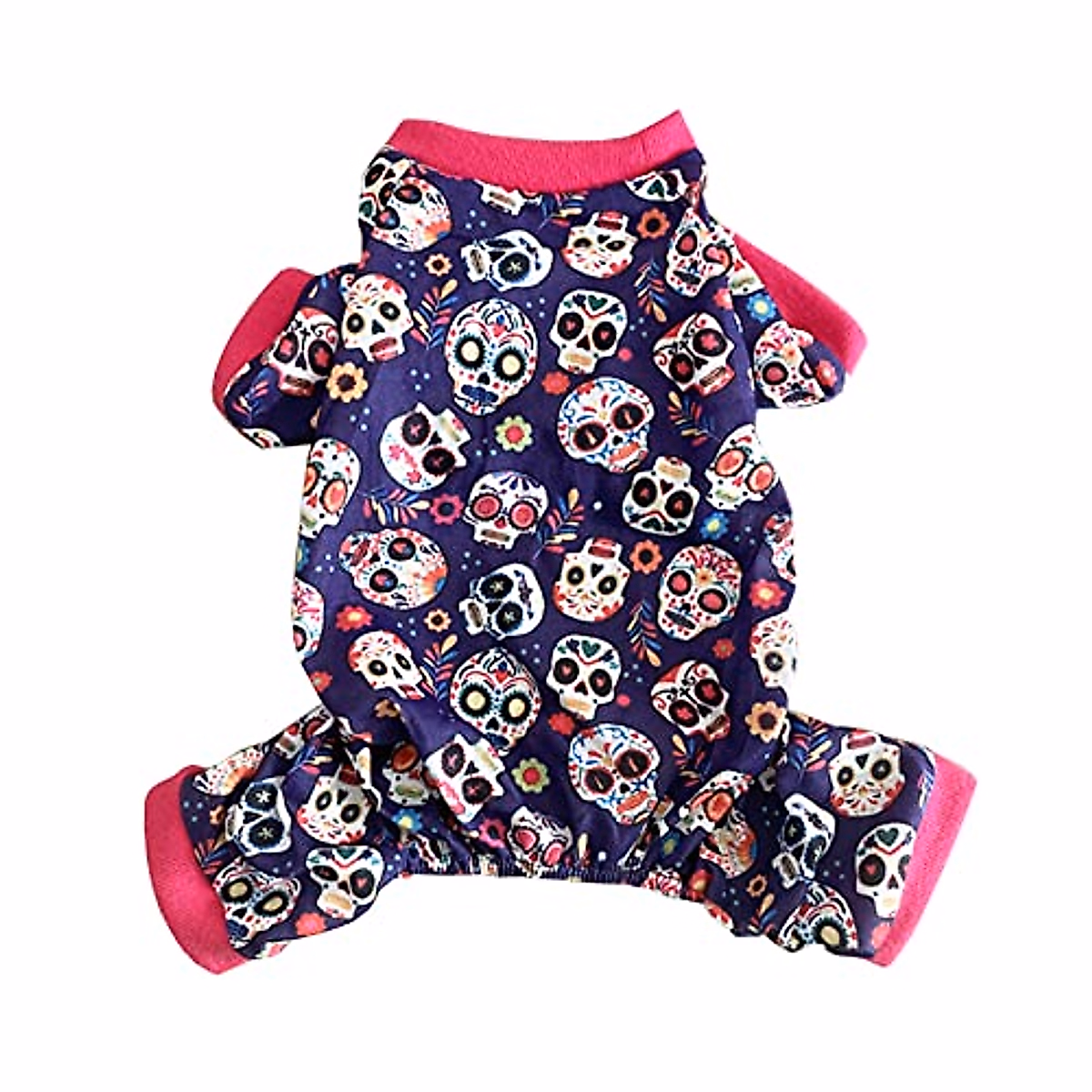 Gittcoll Anelekor Halloween Dog Jumpsuit Skull Pet Pajamas for Small Medium Dogs Warm Puppy Onesie Cozy Winter Clothes Pet Costume Apparel for Cats (Skeleton, Small)