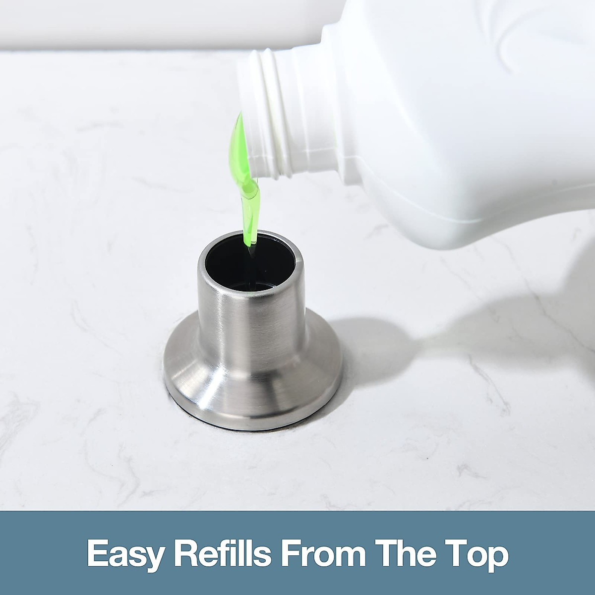 Soap Dispenser for Kitchen Sink, OUEN Brushed Nickel Built in Pump Soap Dispensers, Stainless Steel Sink Soap Dispenser or Lotion Dispenser Pump with Above the Sink Refillable 17OZ Large Liquid Bottle