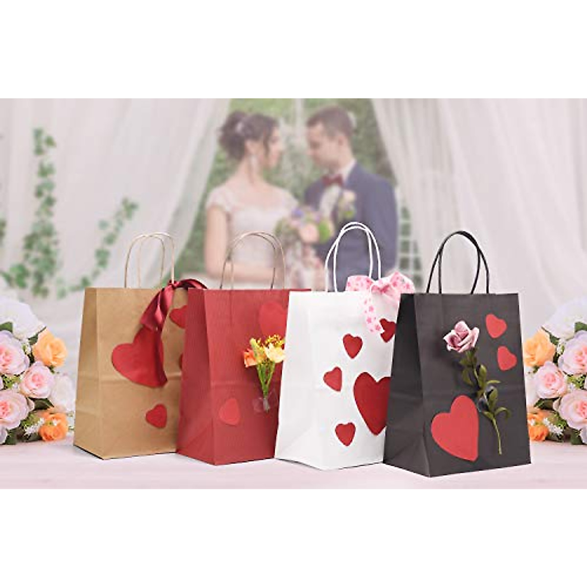 GSSUSA Medium Paper Gift Bags 8x4.75x10.5 Paper Bags with Handles, Brown 25 Pcs, Bulk Kraft Gift Bag for Shopping, Craft, Grocery, Party, Retail, Lunch, Business, Wedding, Merchandise, Boutique